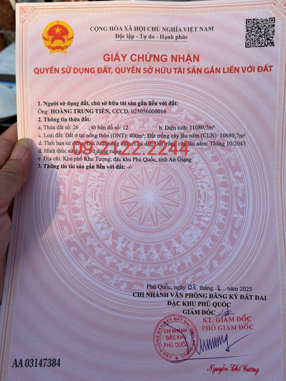 Bán đất 11081m² mặt tiền 196m giá 21.5 tỷ Khu Tượng Cửa Dương Đặc khu ...