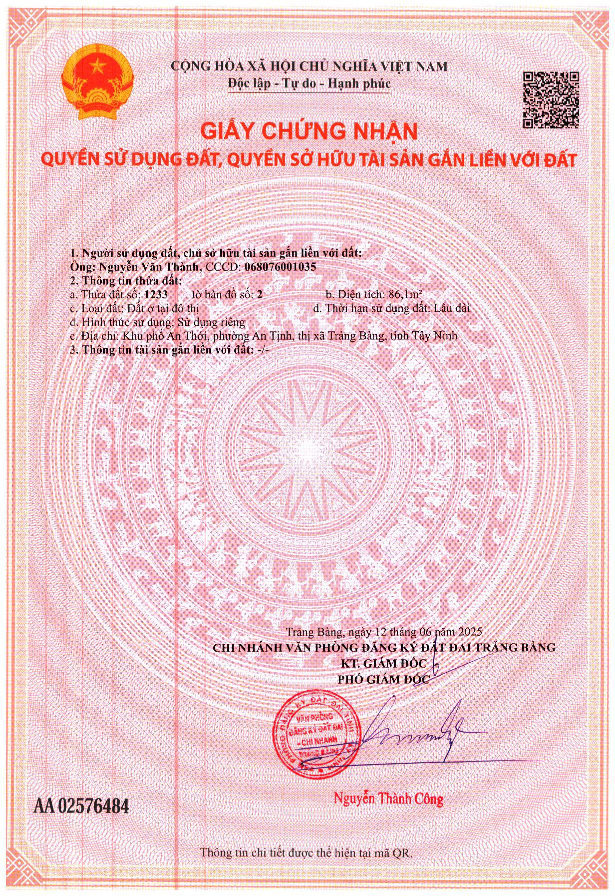 - CHÍNH CHỦ GỬI CẦN BÁN 4 LÔ ĐẤT THỔ CƯ TRẢNG BÀNG – 81x 86m² – CHỈ 450 ...