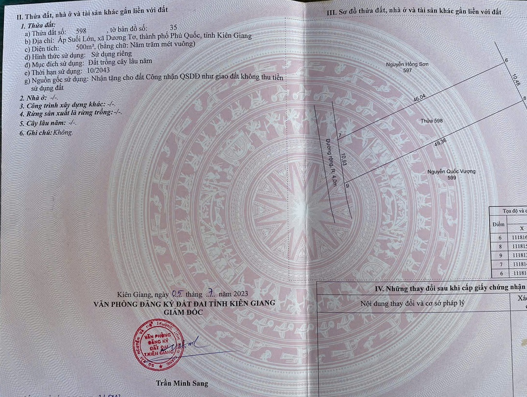 Bán đất 500m² ngang 10.93m giá 1.69 tỷ Đặc khu Phú Quốc (đường Nguyễn ...