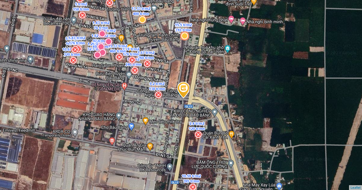 Tra cứu bảng giá nhà đất đường 612, Huyện Bàu Bàng tháng 06/2025, định giá nhà đất online