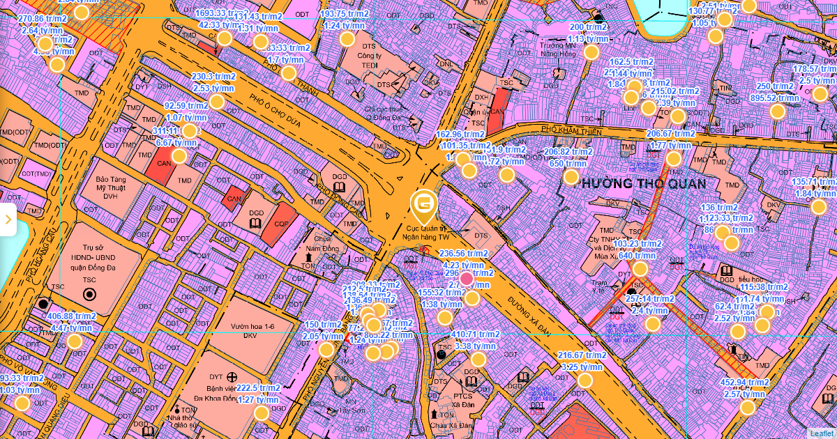 Bản đồ kế hoạch sử dụng đất Quận Đống Đa Hà Nội. Tra cứu quy hoạch nhà đất.
