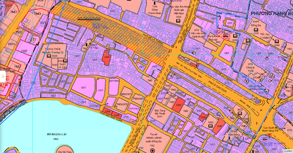 Bản đồ kế hoạch sử dụng đất Phường Ô Chợ Dừa Quận Đống Đa năm 2025, 2026